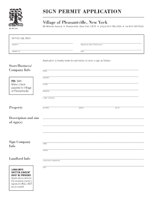 Fillable Online Sign Permit Application - Village of Pleasantville Fax Email Print - pdfFiller