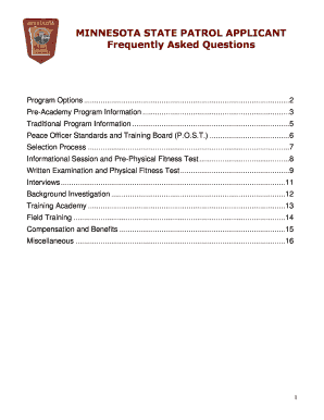 Fillable Online dps mn MINNESOTA STATE PATROL APPLICANT Frequently Asked ... - dps mn Fax Email ...