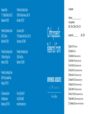 Fillable Online PCP Referral Form - Orthopaedic Associates of Wisconsin ...