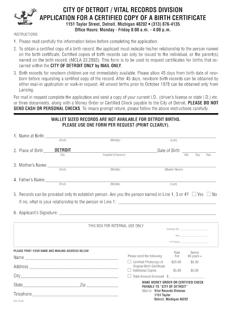 Michigan Birth Certificate 2020 2021 Fill And Sign Printable Template