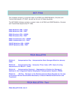 Fillable Online FECA and OWCP Bulletins, Circulars and Transmittals FY ...