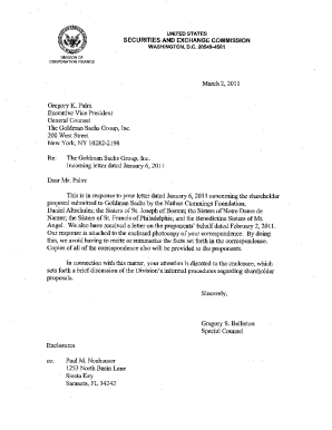 Fillable Online The Goldman Sachs Group Inc; Rule 14a-8 no-action ...