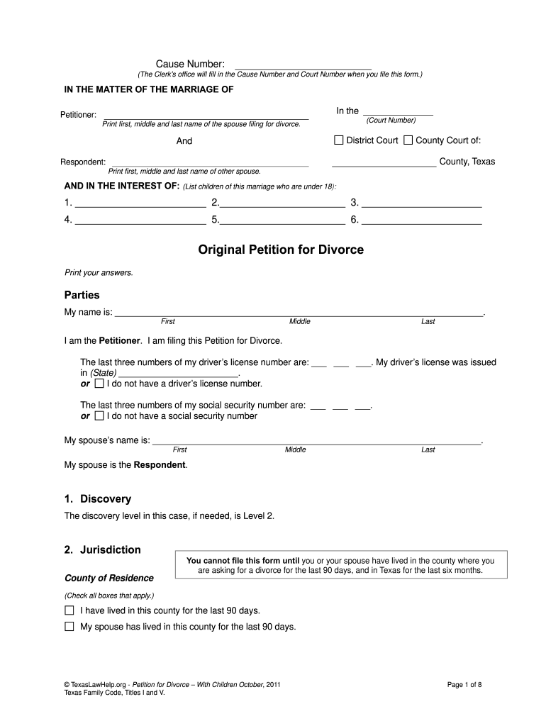 Printable Divorce Papers Fill Out Sign Online DocHub