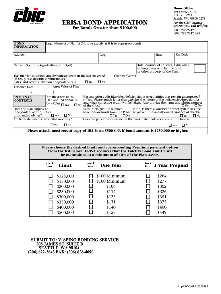 Fillable Online ERISA BOND APPLICATION Fax Email Print - pdfFiller