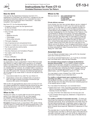 Fillable Online Instructions for Form CT-13 Unrelated Business Income ...