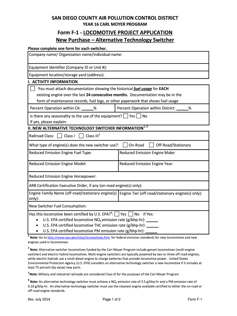 Fillable Online LOCOMOTIVE PROJECT APPLICATION Fax Email Print - pdfFiller