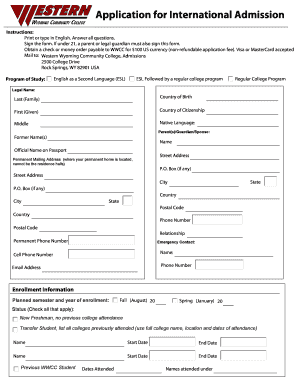 Fillable Online Application for International Admission Fax Email Print ...