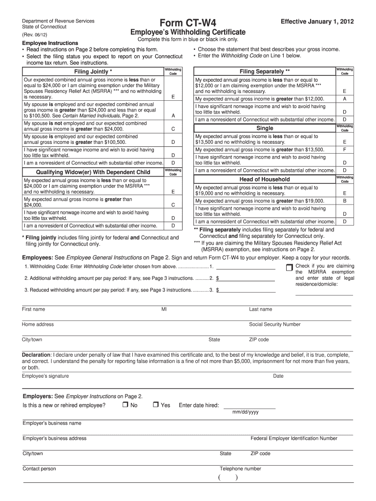 Ct W4 Fill Online Printable Fillable Blank PdfFiller