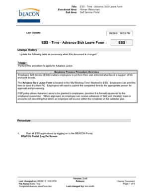 Fillable Online ESS - Time - Advance Sick Leave Form Fax Email Print ...