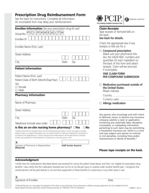 Fillable Online Prescription Drug Reimbursement Form Fax Email Print - pdfFiller