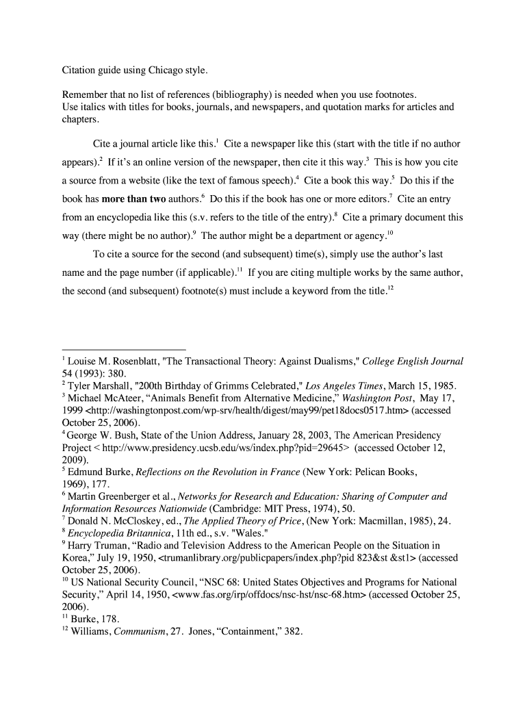 Fillable Online Citation guide using Chicago style Fax Email Print ...
