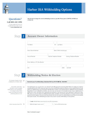 Fillable Online Harbor IRA Withholding Options Fax Email Print - pdfFiller