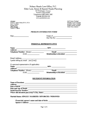 Fillable Online Probate Information Form Fax Email Print - pdfFiller