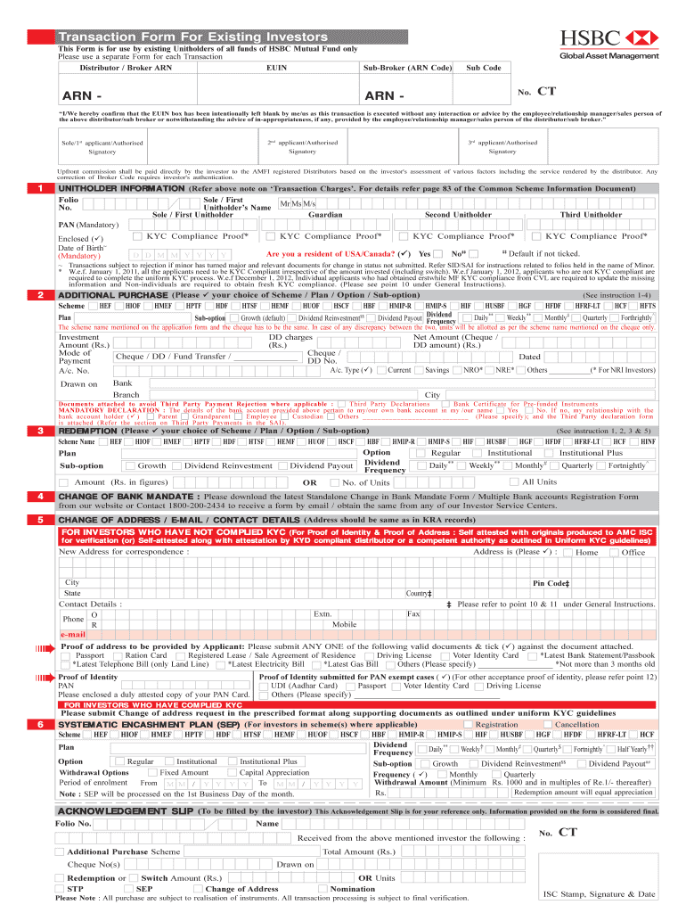 Fillable Online Transaction Form For Existing Investors Fax Email Print ...