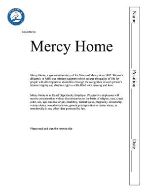 Fillable Online Mercy Home - Employment Application.indd Fax Email ...