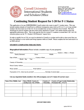 Fillable Online isso cornell F1 request form - isso cornell Fax Email Print - pdfFiller