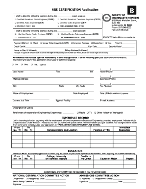 Fillable Online SBE CERTIFICATION Application Fax Email Print - pdfFiller
