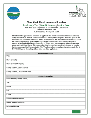 Fillable Online dec ny NYEL Leadership Tier Application Form - New York ...