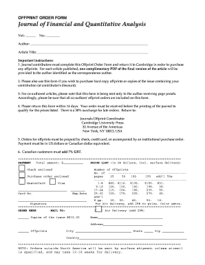 Fillable Online Journal of Financial and Quantitative Analysis Offprint ...