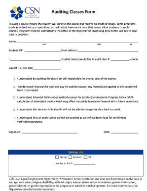 Fillable Online Auditing Classes Fax Email Print - pdfFiller