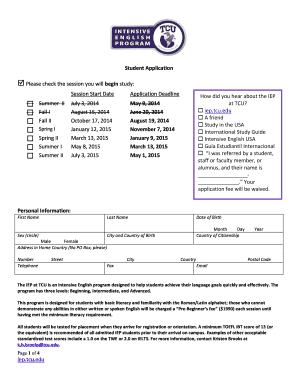 Fillable Online iep tcu TCU Intensive English Program Application Form ...