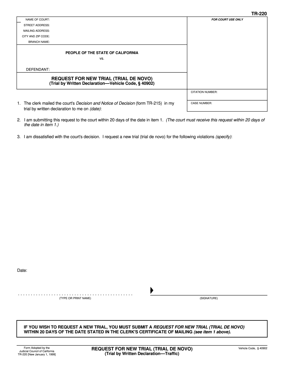Fillable Form Tr 220 California Merge Template Online