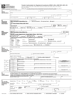 Fillable Online Transfer Authorization for Registered Investments (RRSP ...