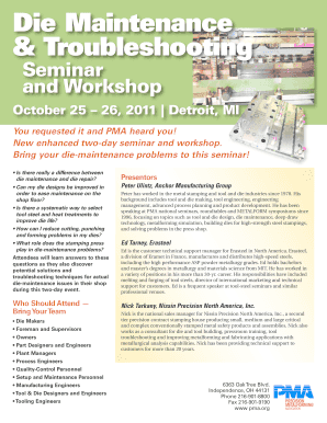 Fillable Online pma Die Maintenance & Troubleshooting - pma Fax Email ...