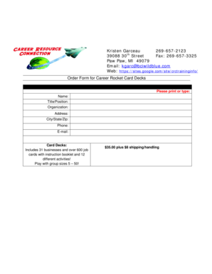 Fillable Online michigancareerconference Order Form for Career Rocket ...