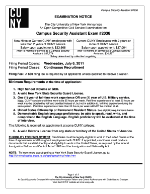 Fillable Online gc cuny Campus Security Assistant #2036 Fax Email Print ...