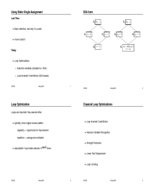 Fillable Online Using Static Single Assignment SSA form Loop ...