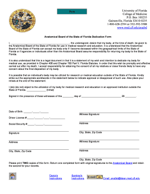 Dedication Form - College Of Medicine - University Of Florida - Med Ufl ...