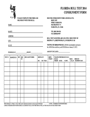 Fillable Online FLORIDA BULL TEST 2013 CONSIGNMENT FORM Fax Email Print ...