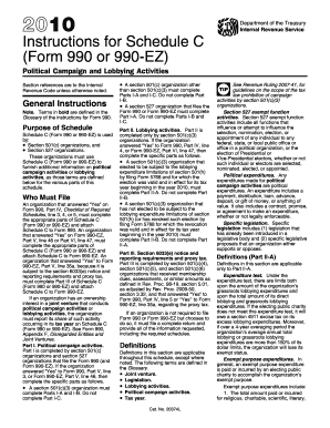 Fillable Online 2010 Instruction 990-OR 990-EZ (SCH C). Instructions for Schedule C (Form 990 or ...