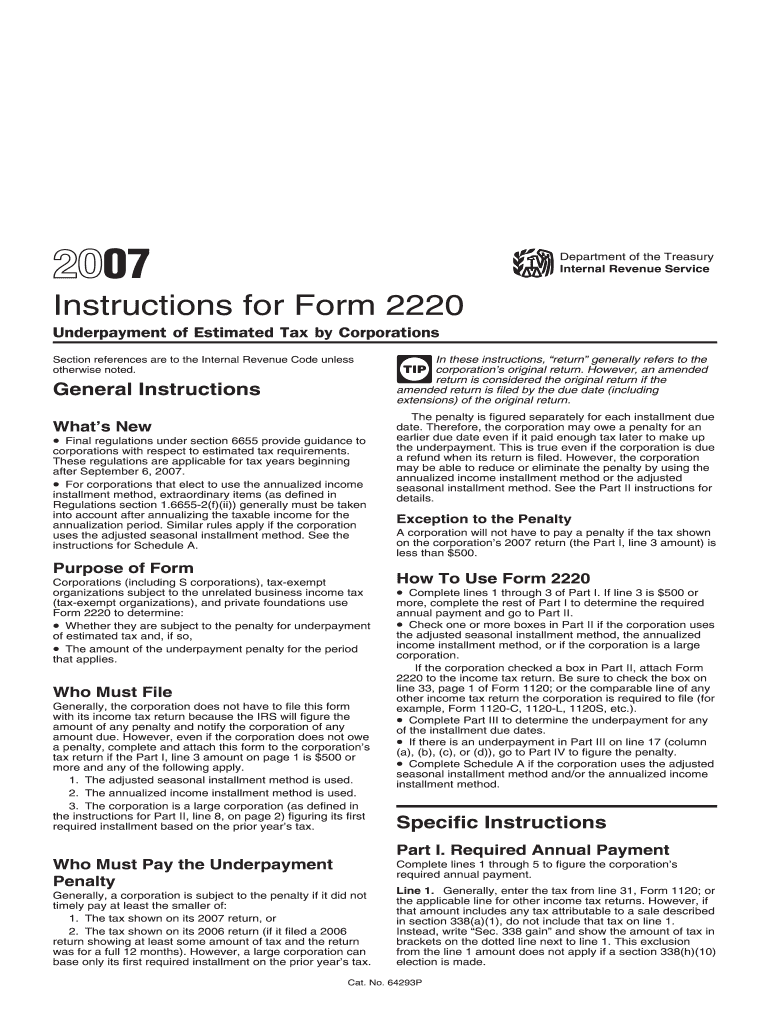 Fillable Online Instructions for Form 2220 Fax Email Print - pdfFiller