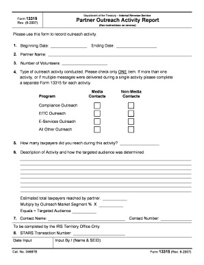 Fillable Online Partner Outreach Activity Report Fax Email Print ...