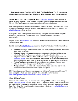 Fillable Online eboard california board of equalization efile form Fax ...