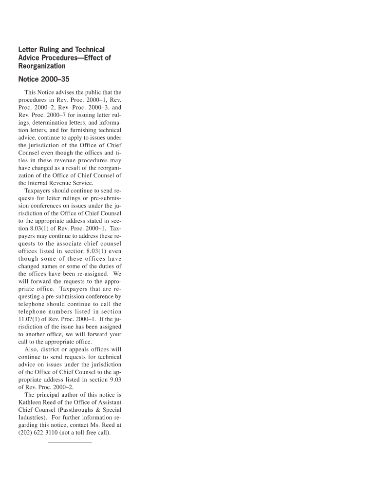 Fillable Online Letter Ruling and Technical Advice Procedures—Effect of ...