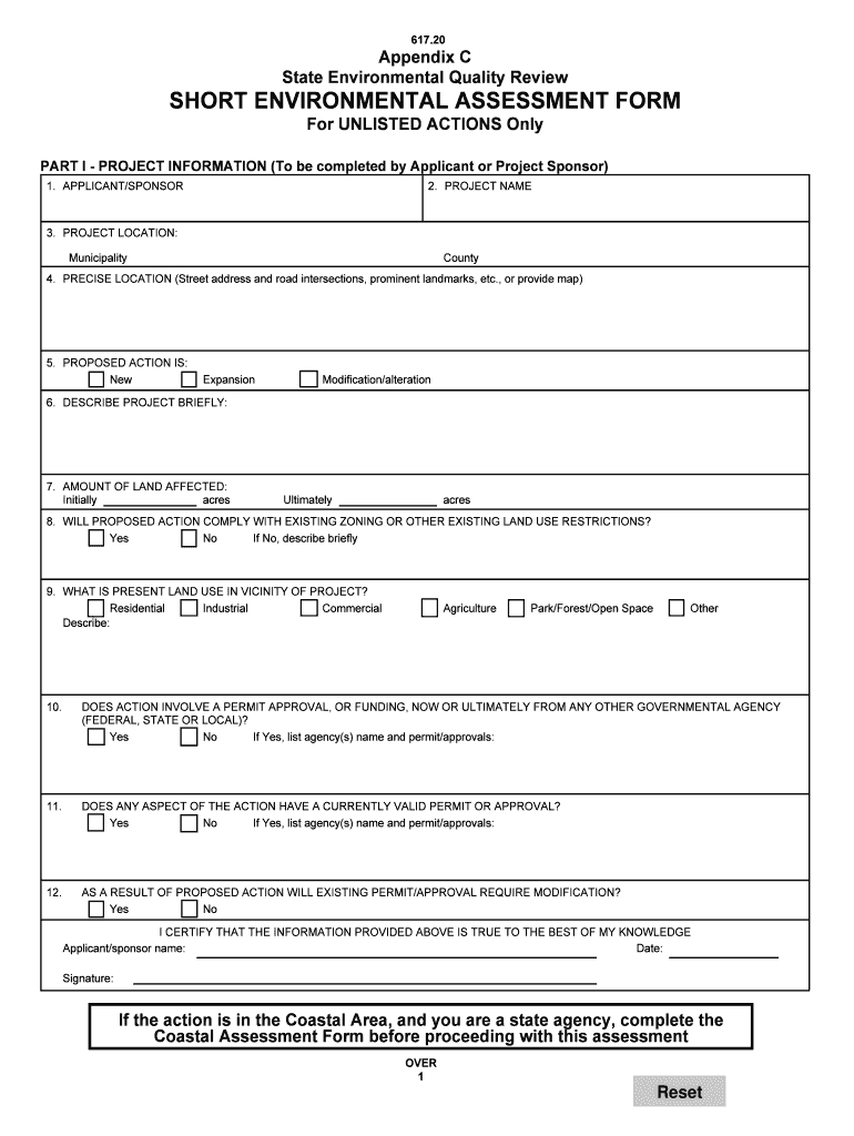Fillable Online SEQR Short Environmental Assessment Form Fax Email Print - pdfFiller