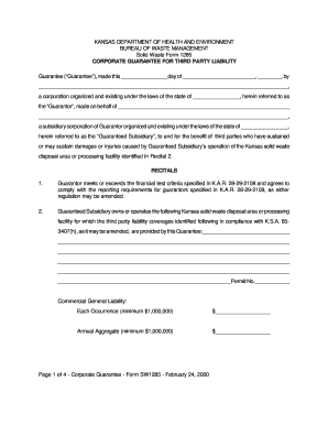 Fillable Online Corporate Guarantee for Third Party Liability Fax Email ...