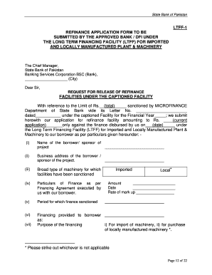 Fillable Online Refinance Application Form to be Submitted by the ...