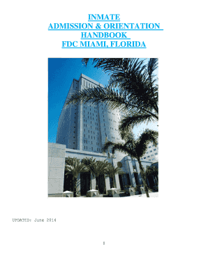 Fillable Online Inmate Admission & Orientation Handbook - FDC Miami ...