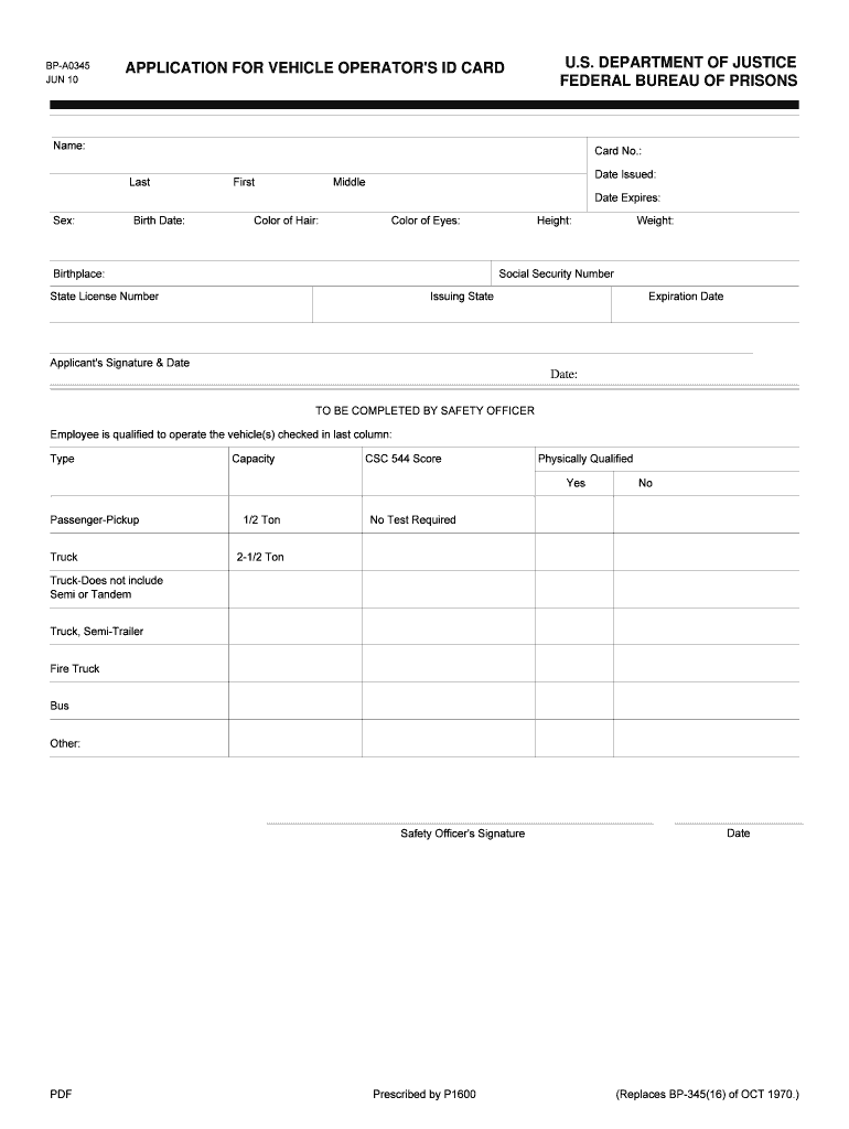 Fillable Online Vehicle Operator's ID Card Application Fax Email Print ...