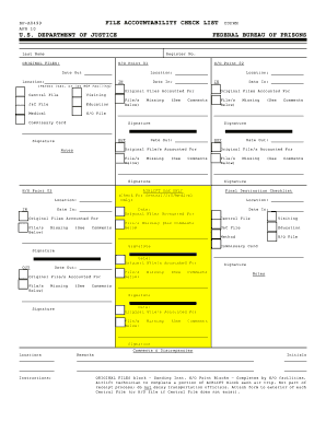 Fillable Online bop Form BP-S499.058, File Accountability Check List ...