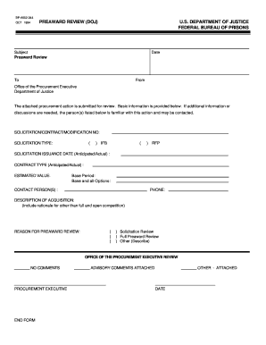 Fillable Online Preaward Review (DOJ) Fax Email Print - pdfFiller
