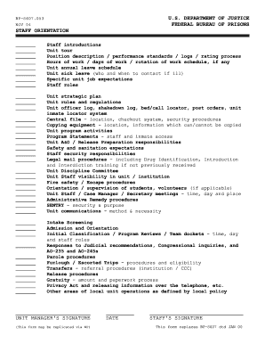 Fillable Online bop Form BP-A607.053, Staff Orientation Fax Email Print ...