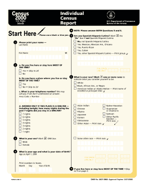 Fillable Online census NOTE Please answer BOTH Questions 5 and 6 ...