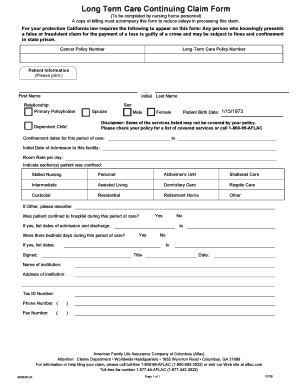 Fillable Online Long Term Care Claim Form Fax Email Print - pdfFiller