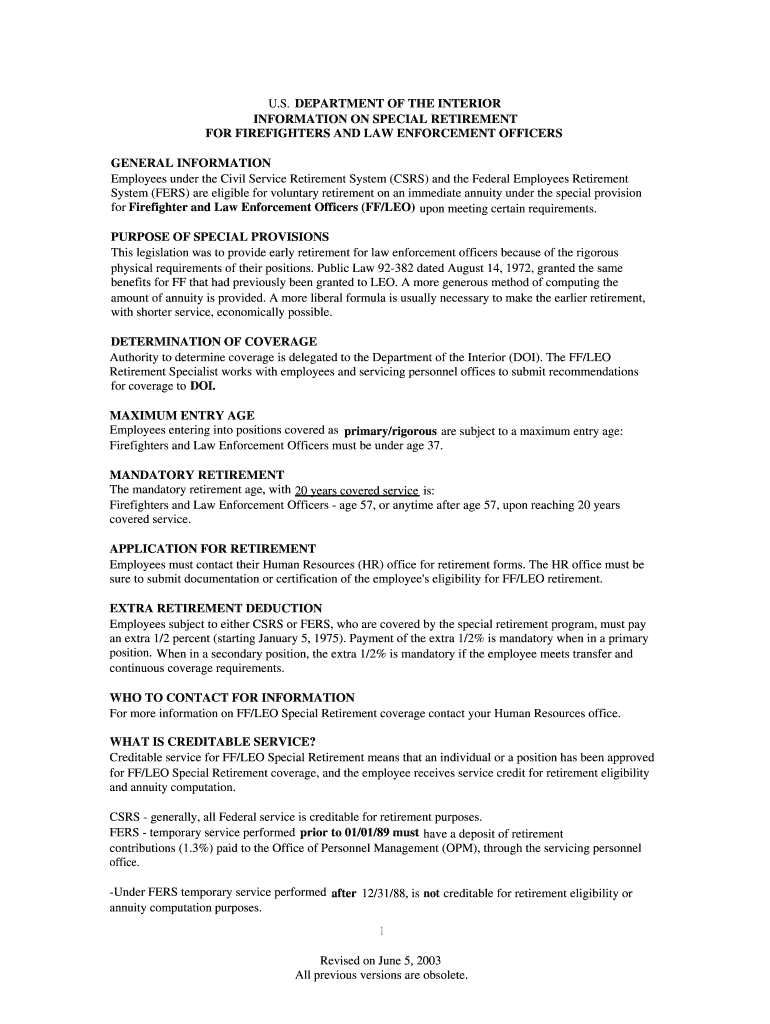 Fillable Online Special Retirement Information Fax Email Print - pdfFiller