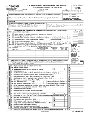 Fillable Online irs 1996 Form 1040NR - IRS - irs Fax Email Print ...